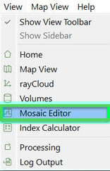 Menu View > Mosaic Editor - PIX4Dmapper